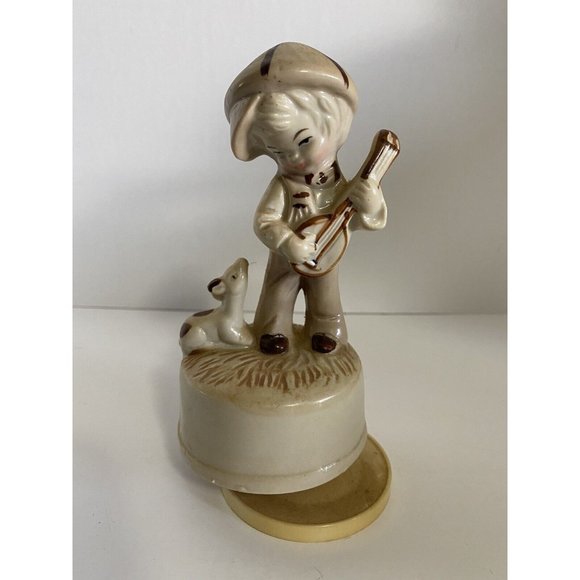Unbranded | Other | Vintage Rotating Music Box Boy Playing Banjo Deer ...